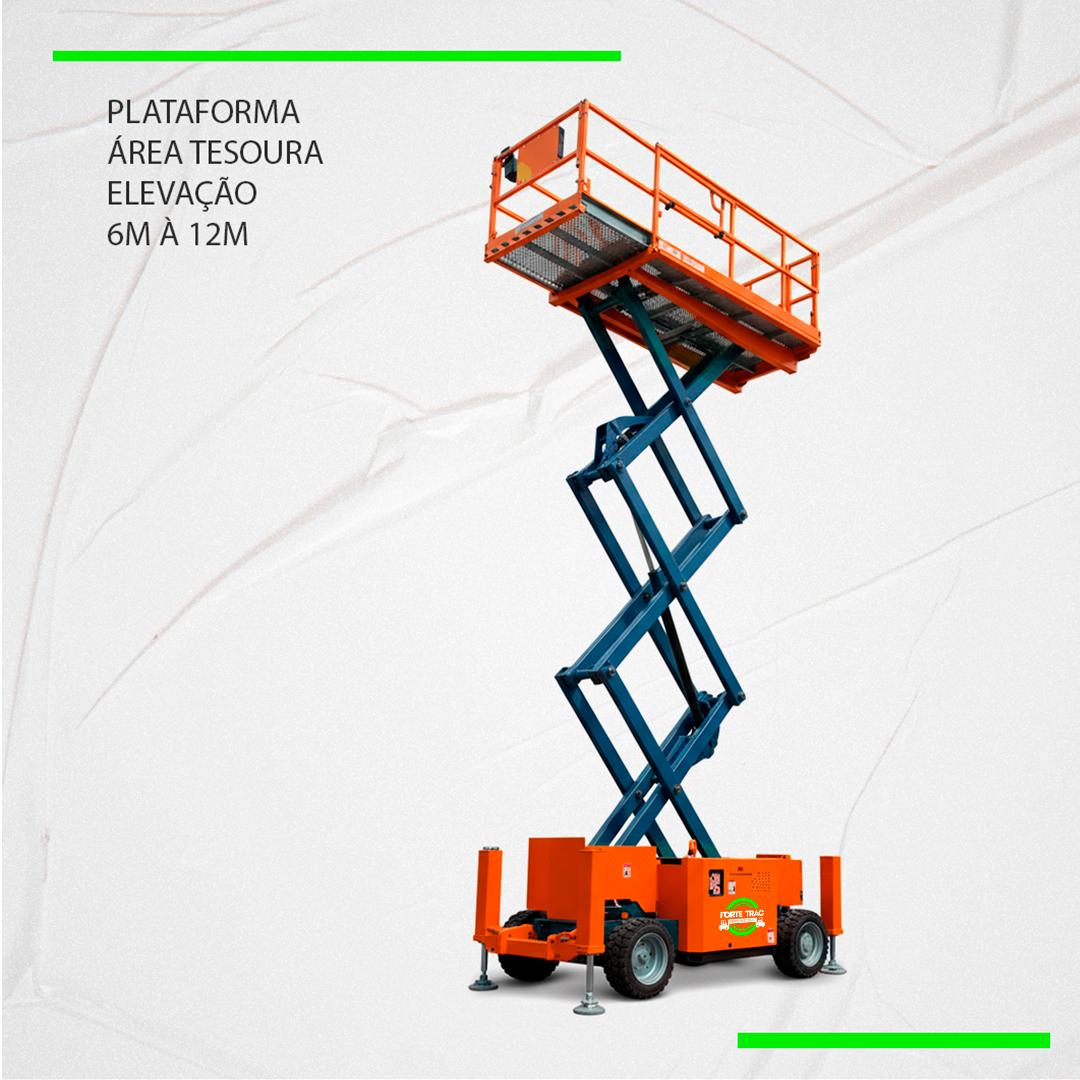 Plataforma Elevatória Tipo Tesoura – Elevação de 6m a 12m – FORTE TRAC ...